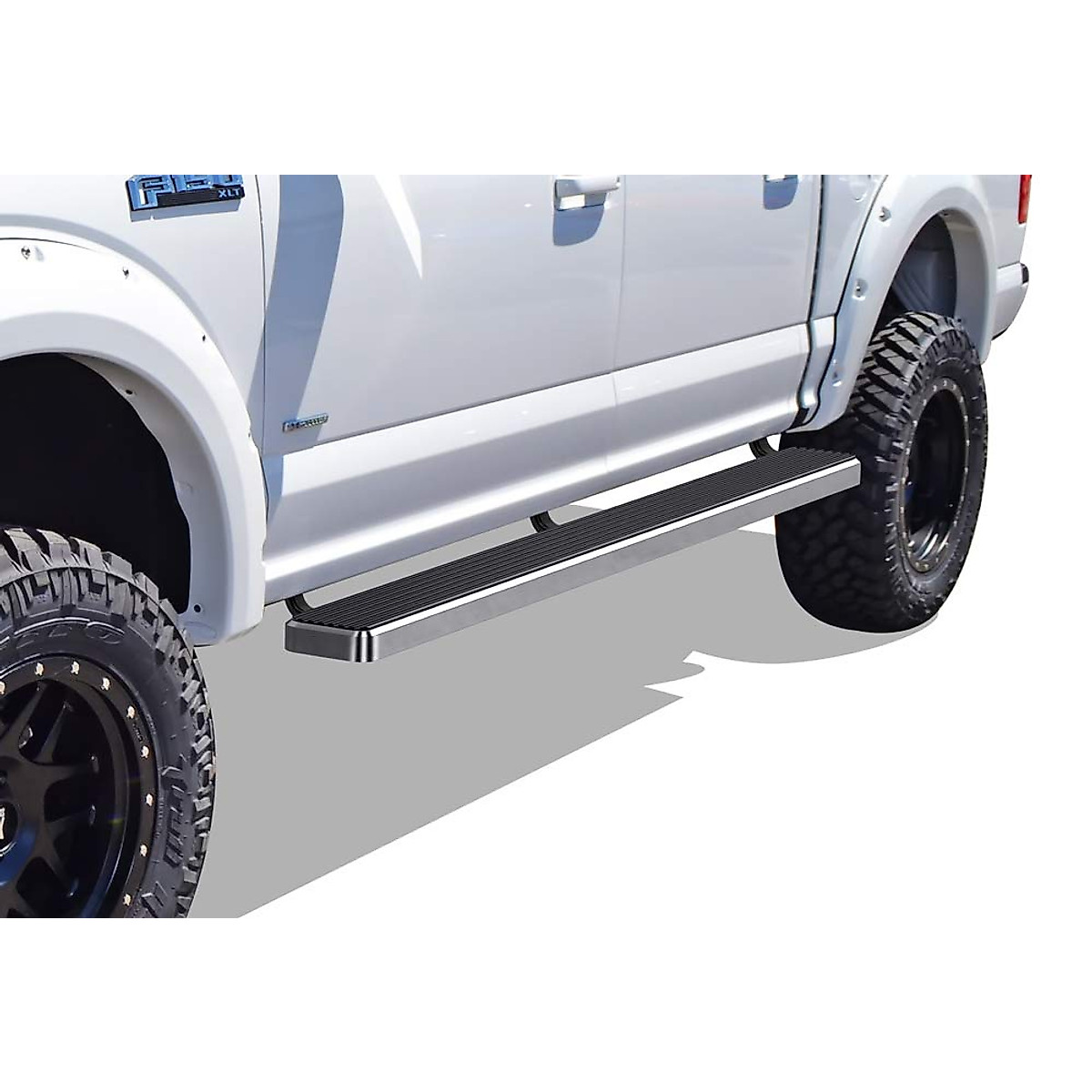 APS Running Boards 6 inches Compatible with Ford F150 2015-2024 SuperCrew Cab & F150 Lightning 2022-2024 & F-250 F-350 Super Duty 2017-2024 Crew Cab (Nerf Bars Side Steps Side Bars)