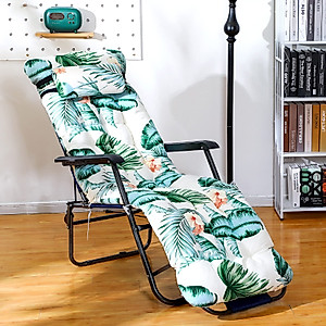 Kigley 2 Set 67 x 21 Inch Chaise Lounge Cushion Lounge Chair Cushions for Outside Bench Cushions for Outdoor Furniture Lounger Chaise Lounge Pads Outdoor with Headrest 8 Ties(Hawaii)