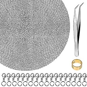 Chains for Jewelry Making, Anezus 50 Feet Stainless Steel Jewelry Chain Bracelet Chains 2.0mm Silver Thin Chain with Jump Rings Lobster Clasps for Making Jewelry DIY Necklace Making