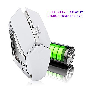 Kafuty-1 Wireless Gaming Mouse,Rechargeable USB Optical Mouse with 6 Buttons,7-Color LED Ergonomic Computer Gaming Mice,Adjustable DPI for Game Players(#3)