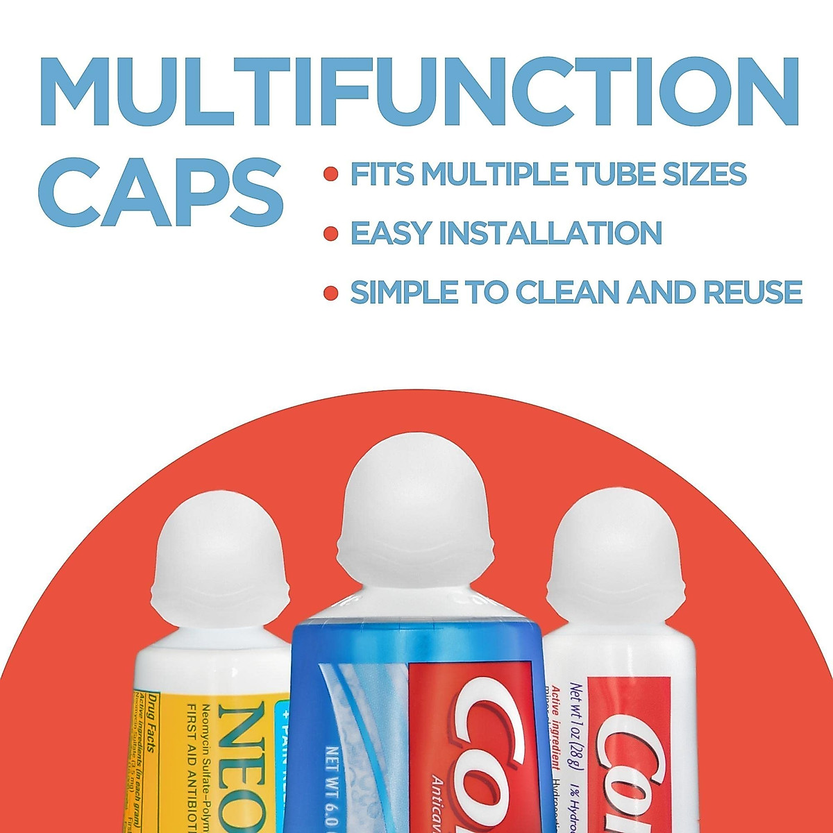 Toothpaste Caps SqueezMe by Chrome Cherry, Self-Closing Silicone Caps, Mess-Free Toothpaste Dispenser Squeezer Lids for Kids, Adults, Bathroom Accessories for Tooth and Gum Health (Clear 3-Pack)