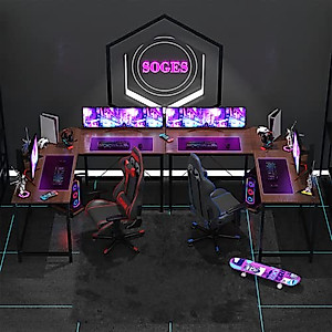 L-Shaped Desk Computer Corner Desk, L Shaped Home Office Desk, Large Gaming Desk Sturdy Writing Desk Writing Workstation, Simple Modern Gaming Desk, Walnut