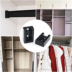 ITROLLE 4PCS Aluminum Alloy Closet Rod End Support Pole Sockets Flange Rod Holder Wardrobe Bracket Heavy Duty Closet Pole Sockets Flange Rod Holder, Black