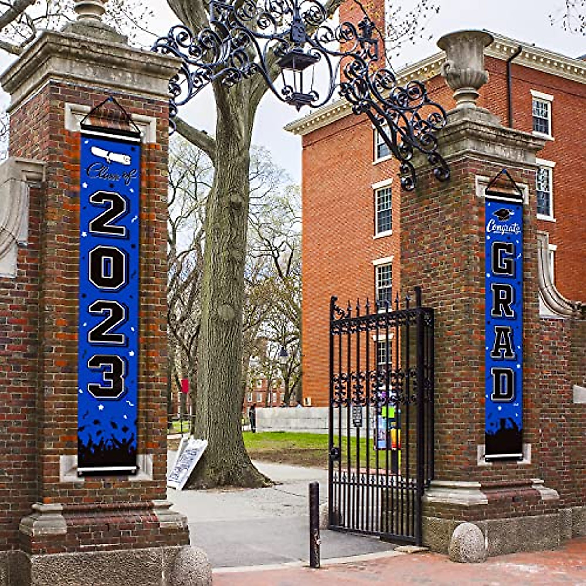 2023 Graduation Party Decorations Porch Sign Banner Blue Large Congrats Grad Party Supplies Decorations Door Banner for Graduation Party