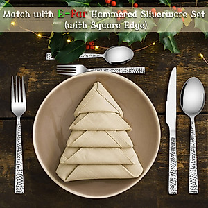 E-far Hammered Dinner Spoons Set of 12, E-far 7.9 Inch Stainless Steel Soup Spoons Tablespoons for Home, Kitchen or Restaurant, Non-toxic & Mirror Polished, Squared Edge & Dishwasher Safe