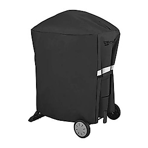 Grisun 7113 Grill Cover for Weber Q100/Q1000/Q200/Q2000 Grills with Portable Cart, Anti-Fade Waterproof Grill Cover for Weber Q2400/Q2200/Q1200/Q220/Q120 Grills, Full Length, Black