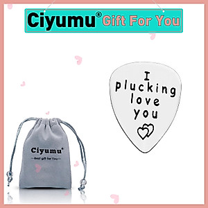 Silver Guitar Pick Boyfriend Gifts I Plucking Love You Guitar Pick Anniversary Present for Him Men Musical Guitar Player Jewelry Gift for Husband Boyfriend Fiance Dad Valentine Christmas Birthday Gift