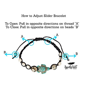 SPUNKYsoul Turtle Bracelet Set Adjustable Best Friend Couples Distance (or Anklet) Dalmatian Howlite Collection (2 Pack)