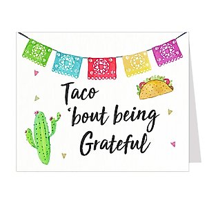 The Invite Lady Taco Baby Shower Thank You Cards Fiesta Gender Neutral Unisex Celebration Taco Bout 'Bout Being Grateful Cactus Blank Inside Printed Folding Cards (24 Count)
