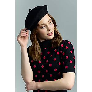 Stylish French Hats, Black Beans, Plain -Colored Classic Beanie Winter Cover, Beret Hats for Women Stylish - Classic Stretched Wool French French French Paris Beret for Men and Women.