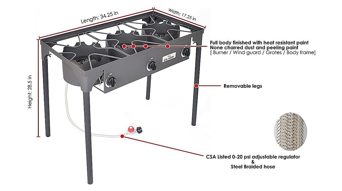 High Pressure Banjo Outdoor Camp Stove with Adjustable Height. 0-20 PSI ...