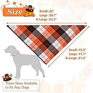 Malier 2 Pack Fall Dog Bandana Halloween Thanksgiving Plaid Dog Bandana, Holiday Pet Reversible Scareves Bibs Accessories Costumes for Small Medium Large Dogs and Cats