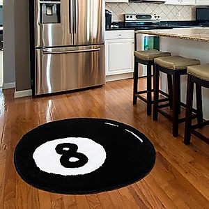 Beyond Deco 8 Ball Rug 35” Inches, Handmade Tufted Round Aesthetic Area Rugs, Fluffy & Preppy Decor 8ball Design, Perfect for Living Room, Bedroom, playroom Soft Cool Floor Carpet