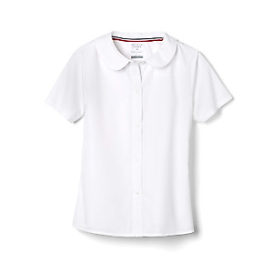 French Toast Little Girls' Short Sleeve Peter Pan Collar Blouse, White, 4