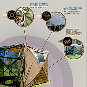 Clam Quick-Set Wind and Sun Panel Attachment for Escape Sport Screen Shelter Canopy Tent with Carrying Bag, Accessory Only, Brown (2 Pack)