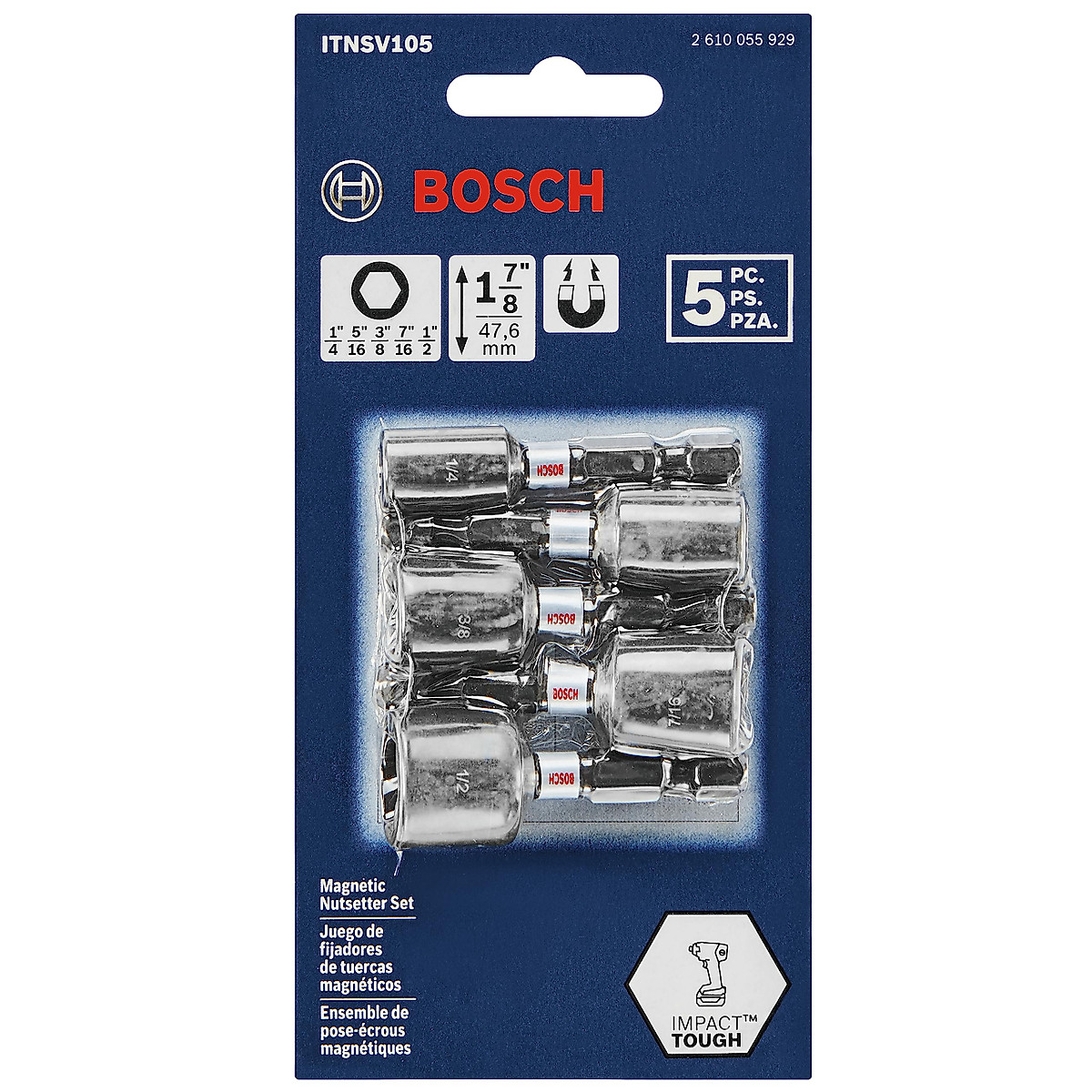 BOSCH ITNS2490 3-Piece 1-7/8 In. Impact Tough Nutsetters Assorted Set