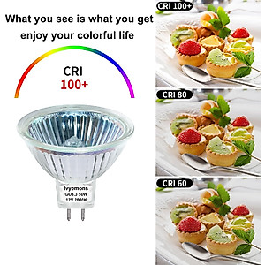 Ivyemons MR16 Halogen Bulb 50W 12V - 6 Pack MR16 Bulb 50W with GU5.3 Base, MR16 Dimmable Warm White 2800K, Long Lasting MR16 GU5.3 Halogen Bulb for Landscape, Track Lights, and Fiber Optics