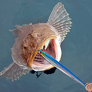 Gefischtter 3pcs Saltwater Vertical Fishing Jigs Metal Jigging Spoon Speed Fast Deep Sea Jigging Fishing Lures Glow Lead Jigs with Assist Hooks for Tuna,Bass,Dogtooth,Grouper/5.64oz(160g)