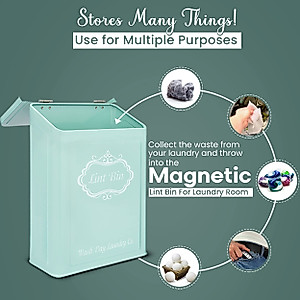Lint Bin | Magnetic Lint Bin For Laundry Room With Lint Brush For Dryer Lint Trap | Lint Holder Bin For Laundry Room | Lint Bin For Laundry Room Magnetic | Laundry room Trash Can | Dryer Sheet Holder
