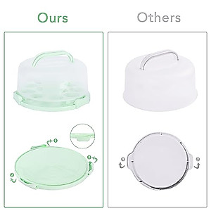 DZ CLAN Cake Carrier, Cake Container Plastic Cover Lid, Cake Carrier with Lid and Handle, Set of 2(10+8inch)