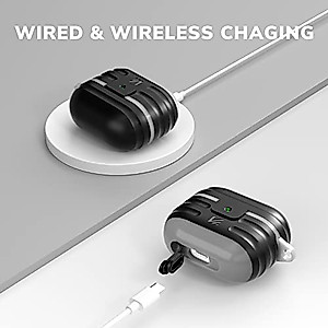 Airpods 3 Case Cover, Waterproof Airpods 3rd Generation Case with Keychain, KMMIN Hard TPU Protector for AirPod 3rd Gen,Wireless Charging Airpods Accessories for Men Women,Front LED Visible Light