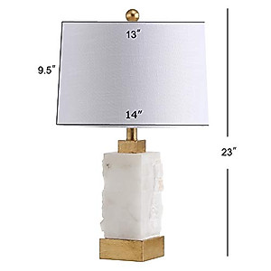 JONATHAN Y JYL6202A Eloise 23" Alabaster/Metal LED Table Lamp Contemporary Transitional Bedside Desk Nightstand Lamp for Bedroom Living Room Office College Bookcase LED Bulb Included, White/Gold Leaf