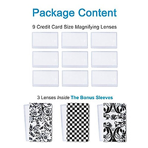 MagniPros 12-Pack Credit Card Sized Fresnel Lenses with 3X Magnification | Ultra-Thin & Portable | Includes 3 Protective Pouches | Perfect for Wallet, Purse Storage | Ideal for Reading & Traveling