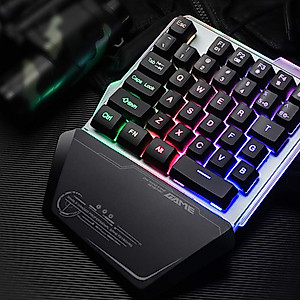HiGOGO G40 Wired 35 Keys One-Handed Gaming Keypad Rainbow LED Backlight with Large Wrist Pad Membrane Keyboard (Sliver)