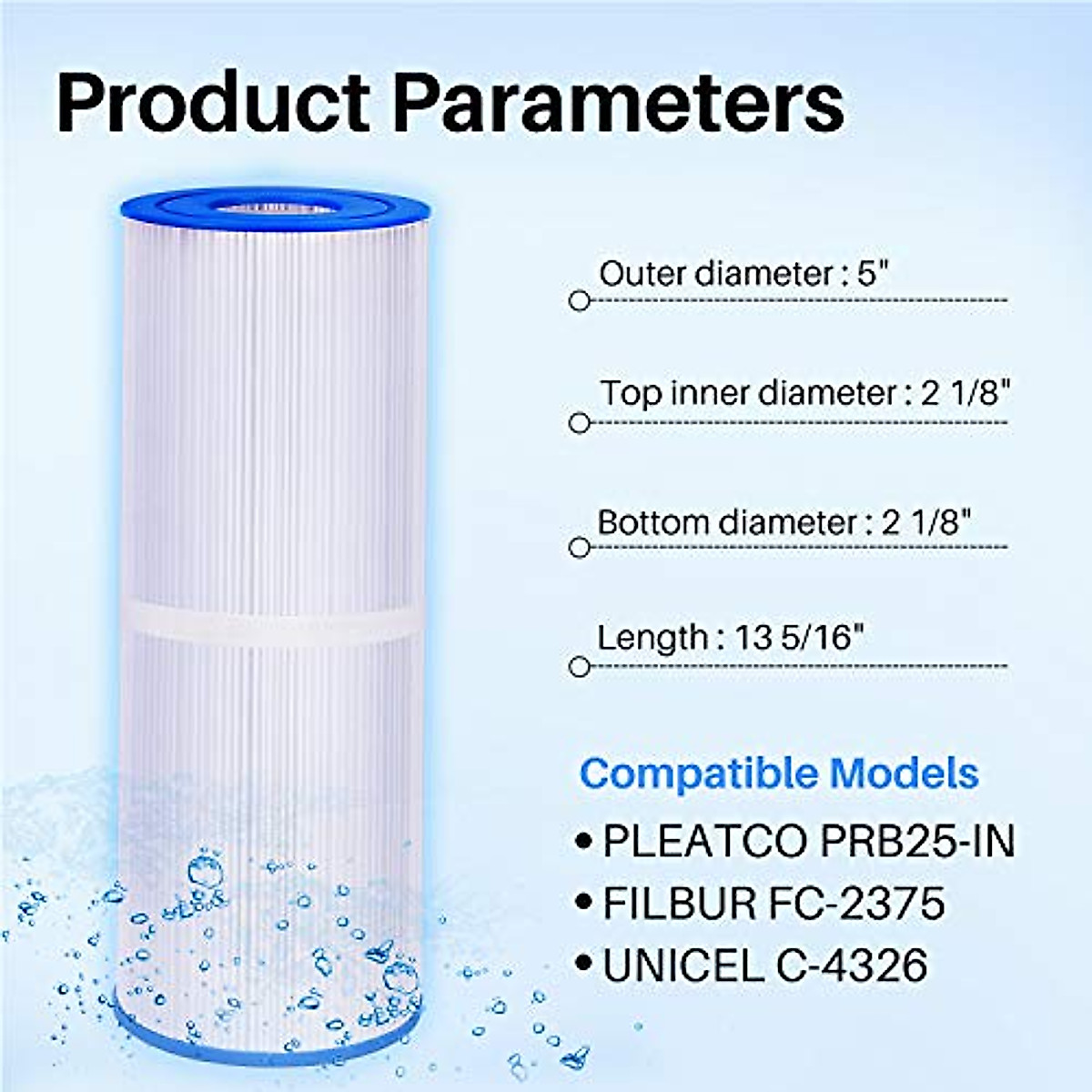 TOREAD Replacement for Spa Filter PRB25-IN, Unicel C-4326, Filbur FC-2375, FC-2370, R173429, 3005845, 17-2327, 100586, 33521, 25392, 817-2500, Guardian 413-106, 5X13 Drop in Spa Filter, 1 Pack