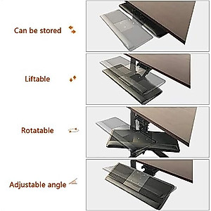 Keyboard Tray, Keyboard Platform Height Adjustable with Wrist Rest Rotating Keyboard Tray Under Desk Tilt Angle Adjustable Extendable Keyboard Drawers (Color : Beam Section, Size : 75cm)