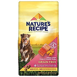 Nature's Recipe Grain Free Easy to Digest Salmon, Sweet Potato and Pumpkin Recipe Dry Dog Food, 4-Pound