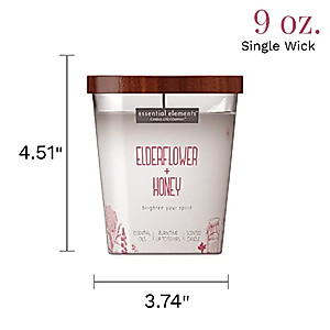 Essential Elements by Candle-lite Scented Candles, Elderflower & Honey Fragrance, One 9 oz. Single-Wick Aromatherapy Candle with 50 Hours of Burn Time, Off-White Color
