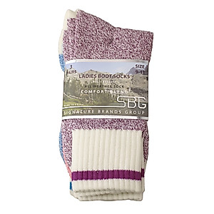 Dependable Industries inc. Essentials 3 pair Ladies Boot Socks All Weather Comfort Blend Sock Thermal Interior Moisture Wicking (ASSORTMENT B)