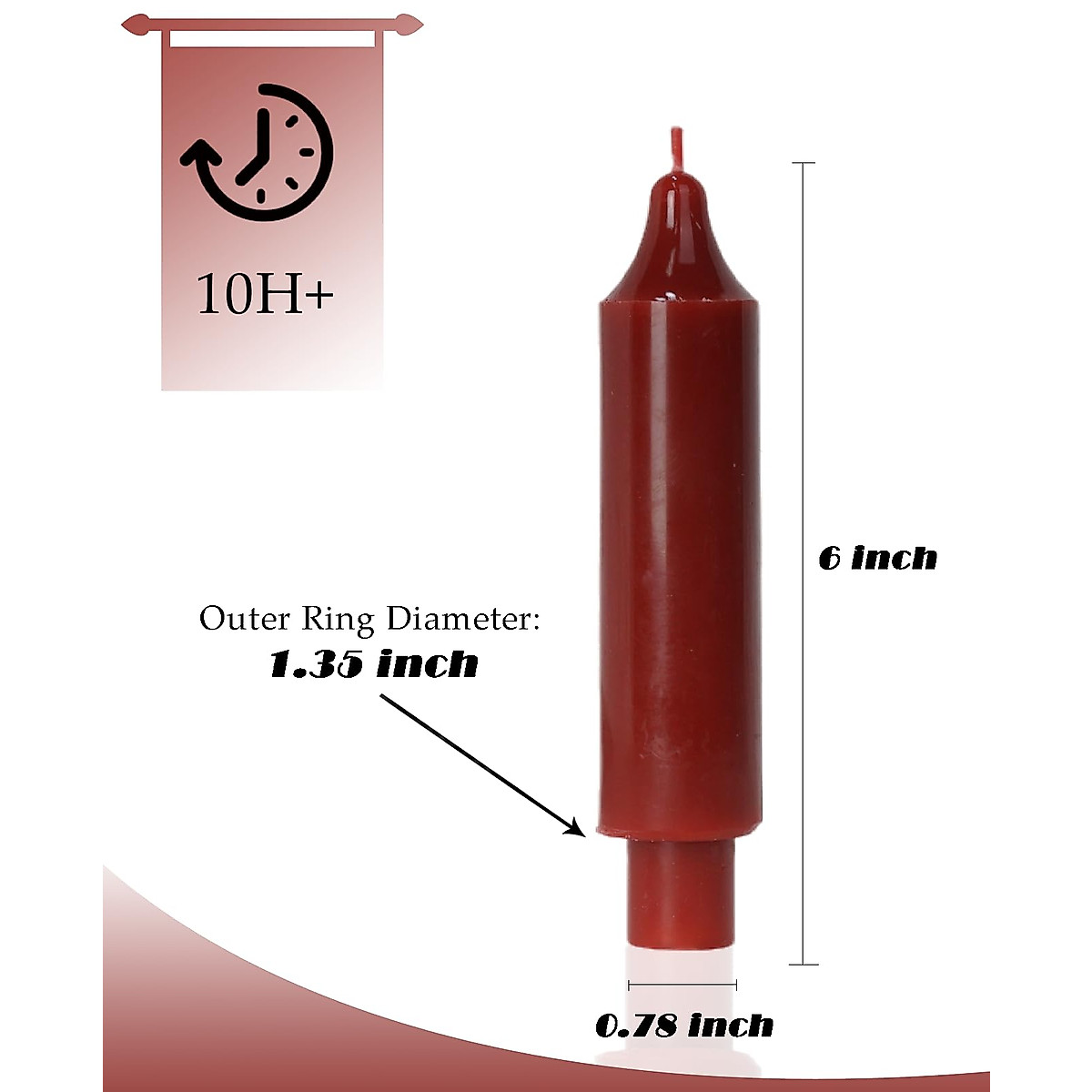 LPUSA Burgundy Short Taper Candles for Christmas Unscented Dripless Candlesticks for Home Decor, Wedding, Parties and Special Occasions,6 inch,Set of 4