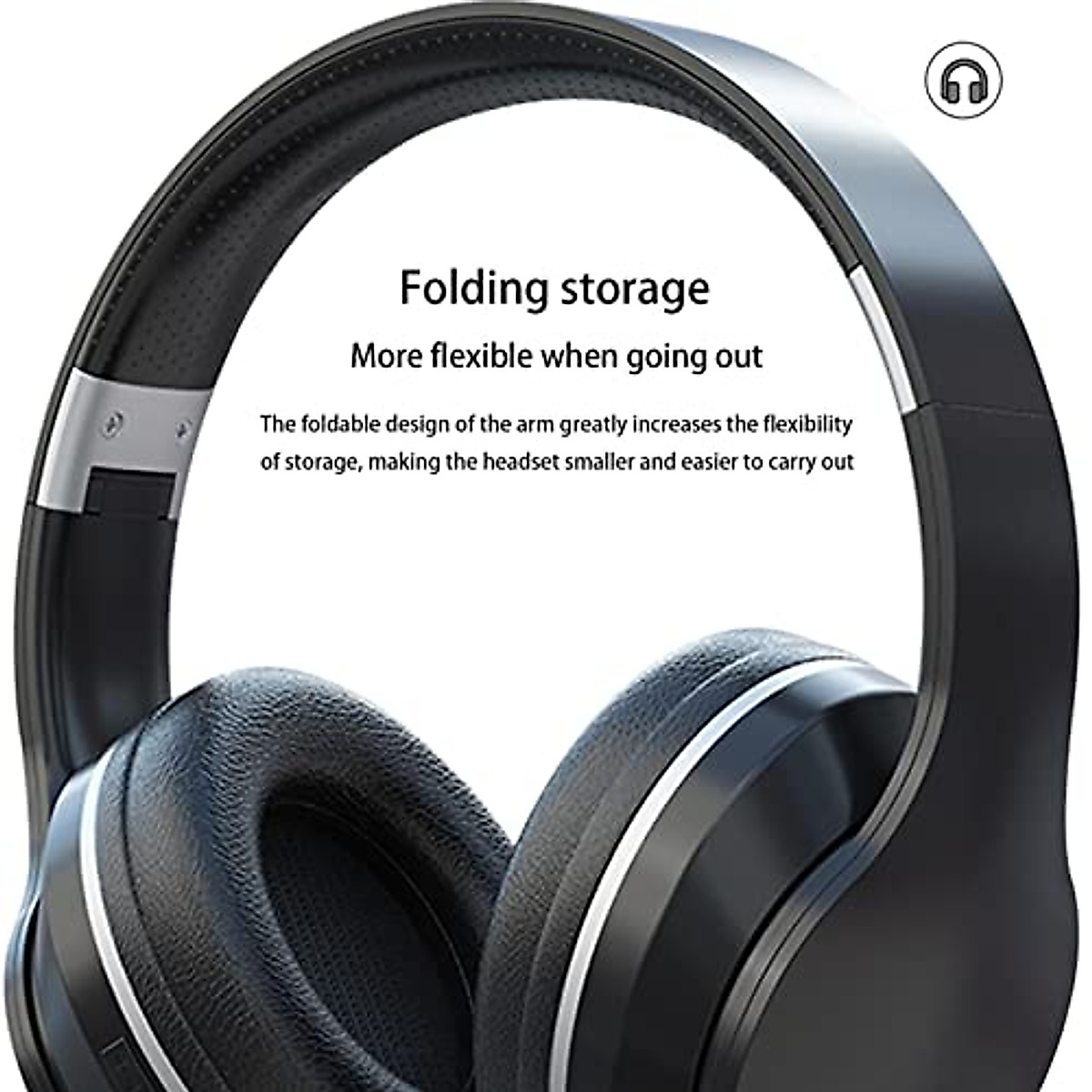 SMIDOW Bluetooth Headphones Over Ear - Hi-Fi Stereo Wireless Headphones Deep Bass Foldable Wired/Wireless/TF for iPhone Android PC, Bluetooth 5.0 Wireless Headset with Mic (Black)