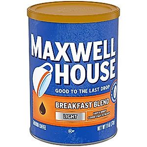 Maxwell House Breakfast Blend Ground Coffee, Light Roast, 11 Ounce Canister