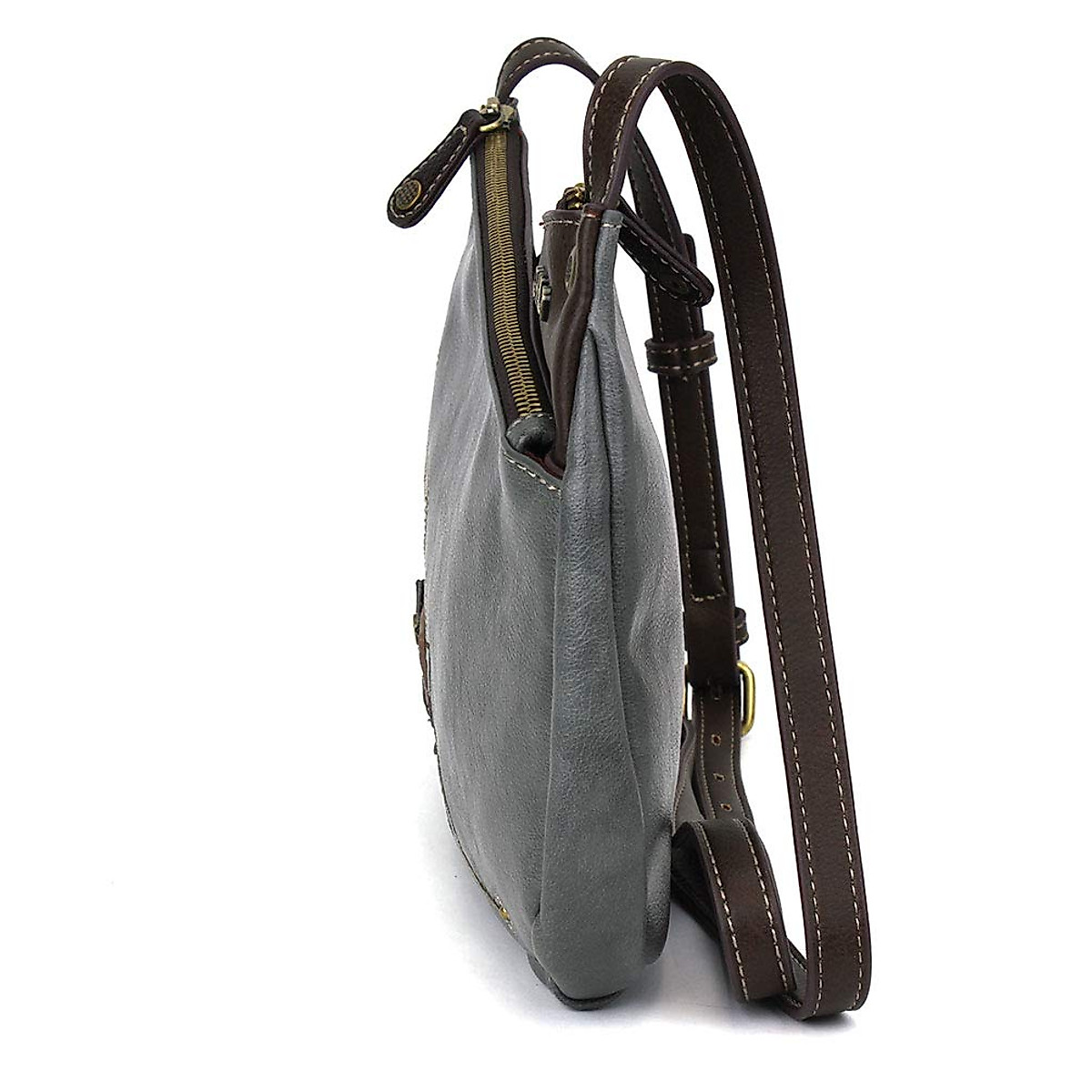 Chala Handbags Wiener Dog Dachshund Criss Cross Crossbody Handbag Purse Grey