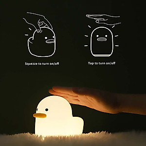 ipalmay Home Night Lights for Kids USB Rechargeable Lamps, ABS+PC Bedside Lamp for Breastfeeding, Touch Control&Timer Setting, White Duck