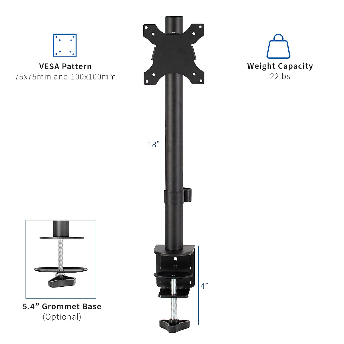 VIVO Single Ultrawide Monitor Fully Adjustable Desk Mount Stand for 1 LED LCD Ultra-Wide Screen up to 38 inches, STAND-V101A