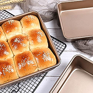 JOHO BAKING Deep Baking Pans Sets Nonstick,Baking Sheets for Oven,Bakeware Rectangular Cake Pan Set,3 Piece,Gold