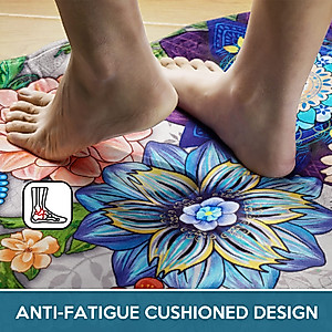 ASPMIZ Boho Kitchen Mat 2 PCS Cushioned Anti-Fatigue Kitchen Rugs Non Slip Memory Foam Kitchen Mats and Rugs Farmhouse Kitchen Comfort Floor Mats for Home & Office, 18'' x 48'' + 18'' x 30'', Bohemian