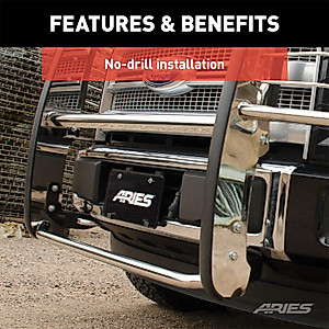 ARIES 3063-2 1-1/2-Inch Polished Stainless Steel Grille Guard, No-Drill, Select Ford F-150