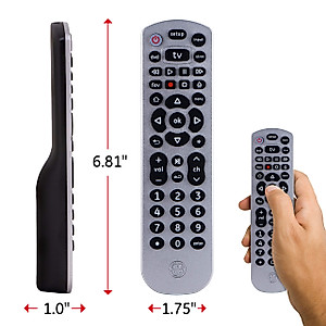 GE Universal Remote Control for Samsung, Vizio, Lg, Sony, Sharp, Roku, Apple TV, TLC, Panasonic, Smart TVs, Streaming Players, Blu-Ray, DVD, 3-Device, Silver, 34928