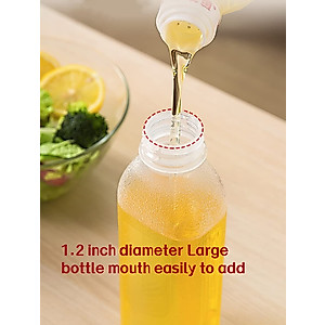 ANNICEE Condiment Squeeze Bottles 16 Oz 5 Pack with Flip Top Cap, BPA-free Sauce Squirt Bottles For Oil,Ketchup,Water,BBQ-Condiment Set of 5 with 8 Labels and1 pen (16-oz-Bottles-5)