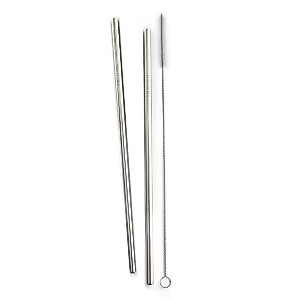 Norpro Stainless Steel 11-Inch Drinking Straws with Cleaning Brush