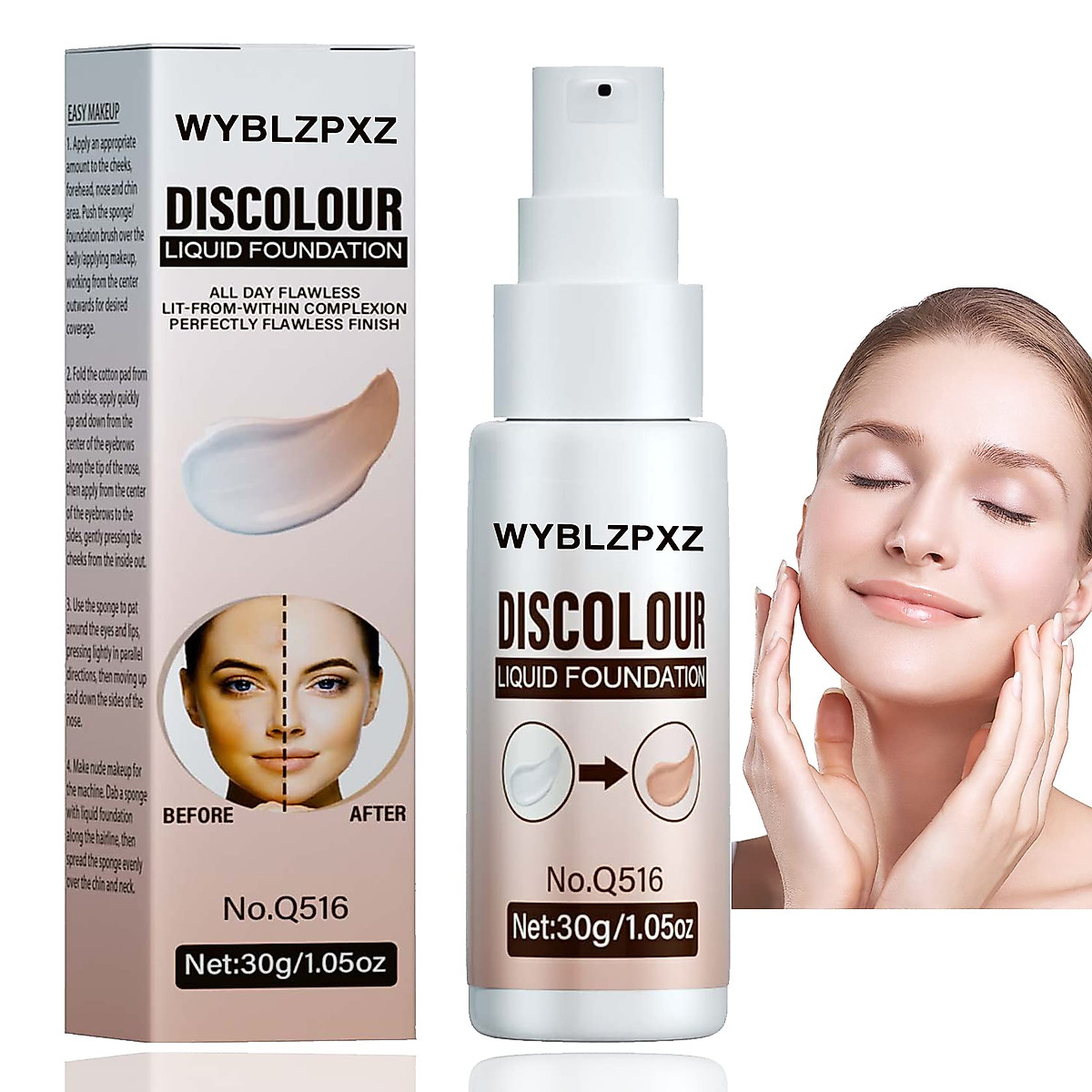 WYBLZPXZ Color Changing Foundation,Moisturizing Concealer Cover Cream Long Lasting Flawless Colour Changing Liquid Foundation Brighten Skin Tone Full Coverage Makeup