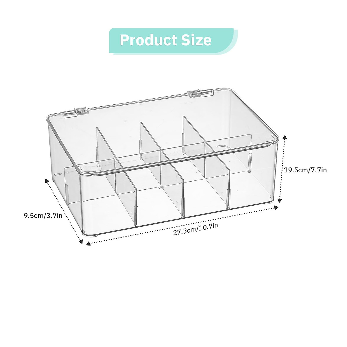novelinks Clear Plastic Tea Bag Organizer Stackable Storage Organizer with Lid Divided Container Box with Lid for Kitchen Cabinet, Condiments,Countertop, Pantry, Hold Coffee Pods, 2 Pack