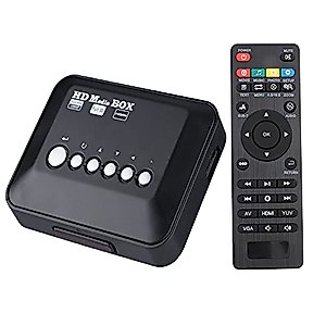 1080P Media Player with HDMI / PrPbY / AV Output, Full HD Digital MP4 Player with Remote Control Read USB Drive/SD Cards/HDD for RMVB / MKV / JPEG etc(Black-US)