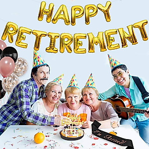 Sunny Beach Theme Retirement Party Decorations - Golden Happy Retirement Balloons & Cake Topper & Coconut Tree Balloons & Sunshine Balloons for Beach Theme Retirement Party Supplies Retired Gift Ideas
