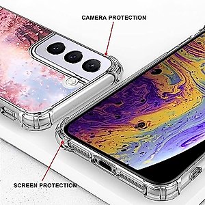 CHUANSHI Transparent Case for Samsung Galaxy S21+ Design Sakura Designer Art099 Pattern Ultra-Thin Non-Slip Four Corner Bumper Drop-Proof Shockproof Mobile Phone Case